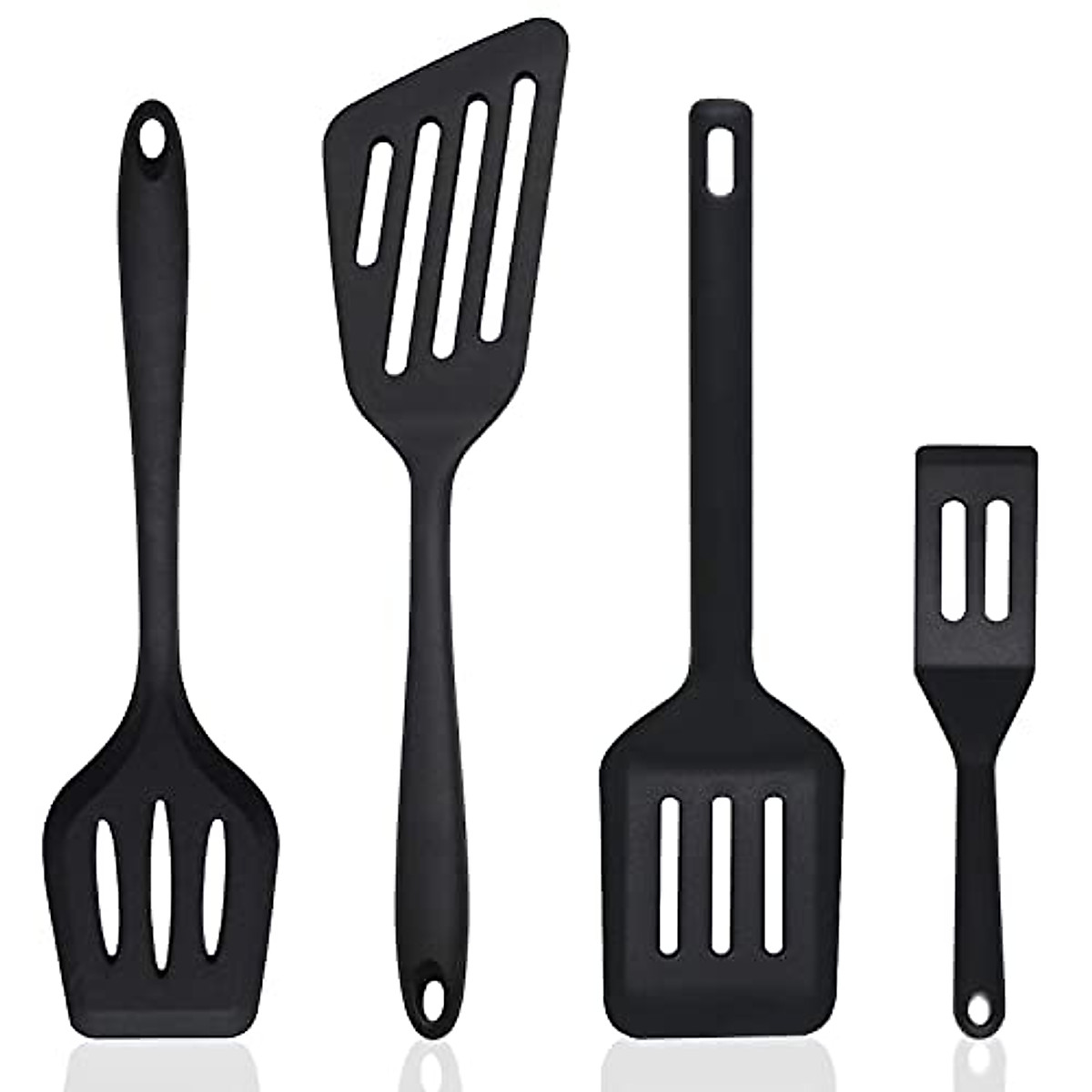 Silicone Spatula Set of 4 - Non-stick Pan Silicone Spatula Turner, Silicone Slotted Fish Turner Easy to Clean, Slotted Spatula for Eggs, Pancakes, Omelets