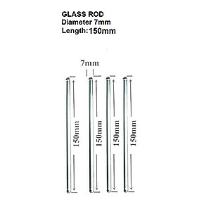 Pack of 4 Lab Glass Stirring Rod 6 inch (150mm) Long, 0.25" Diameter with Both Ends Round for Science, Lab, Kitchen, Science Education