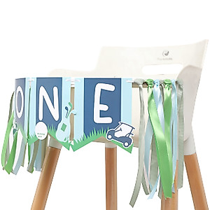 Golf One Birthday High Chair Banner - Golf 1st Birthday Decorations,Golf 1st Birthday High Chair,Hole In One First Birthday Decorations,Hole In One High Chair Banner,Golf Boy 1st Birthday Photo Props