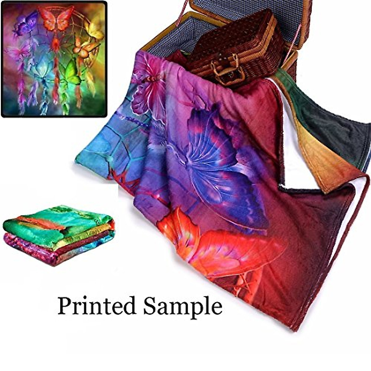 QH 58 x 80 Inch Sunflower Print Super Soft Throw Blanket for Bed Couch Sofa Lightweight Travelling Camping Throw Size for Kids Adults All Season
