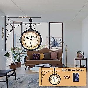 GGHKDD Retro Double-Sided Wall Clock, Double-Sided Wall Clock Station Retro Dial with Stem Fixing Pendulum for Indoor and Outdoor Home Garden Diameter 12.12cm/4.77inch