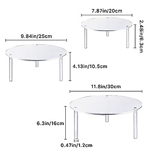 Supkiir Acrylic Cake Stand, 3Pcs Round Clear 3 Tier Cupcake Stand Cake Holder for Cupcake Dessert Cake Pizza