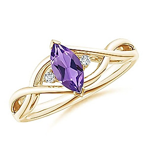 CARILLON Marquise Cut Amethyst 0.35 Ctw Gemstone 925 Sterling Silver Women Love Engagement Ring Jewelry GIFT FOR HER (Yellow Plated, 7)