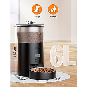 Automatic Cat Feeders, Meowant 4L/6L Cat Food Dispenser with Desiccant Bag, Timed Cat Feeder with Stainless-Steel Bowl & Twist Lock Lid, Up to 9 Portions 4 Meals Per Day,Dual Power Supply