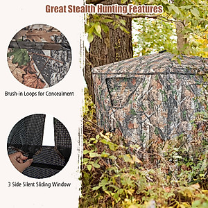Giantex Ground Blinds for Deer Hunting - Portable Hunting Blind, Camo Tent See Through, 2-3 Person Pop Up Deer Blind with 270 Degree View, 8 Sturdy Ground Stakes, 4 High-Wind Tie-Down Ropes, Carry Bag