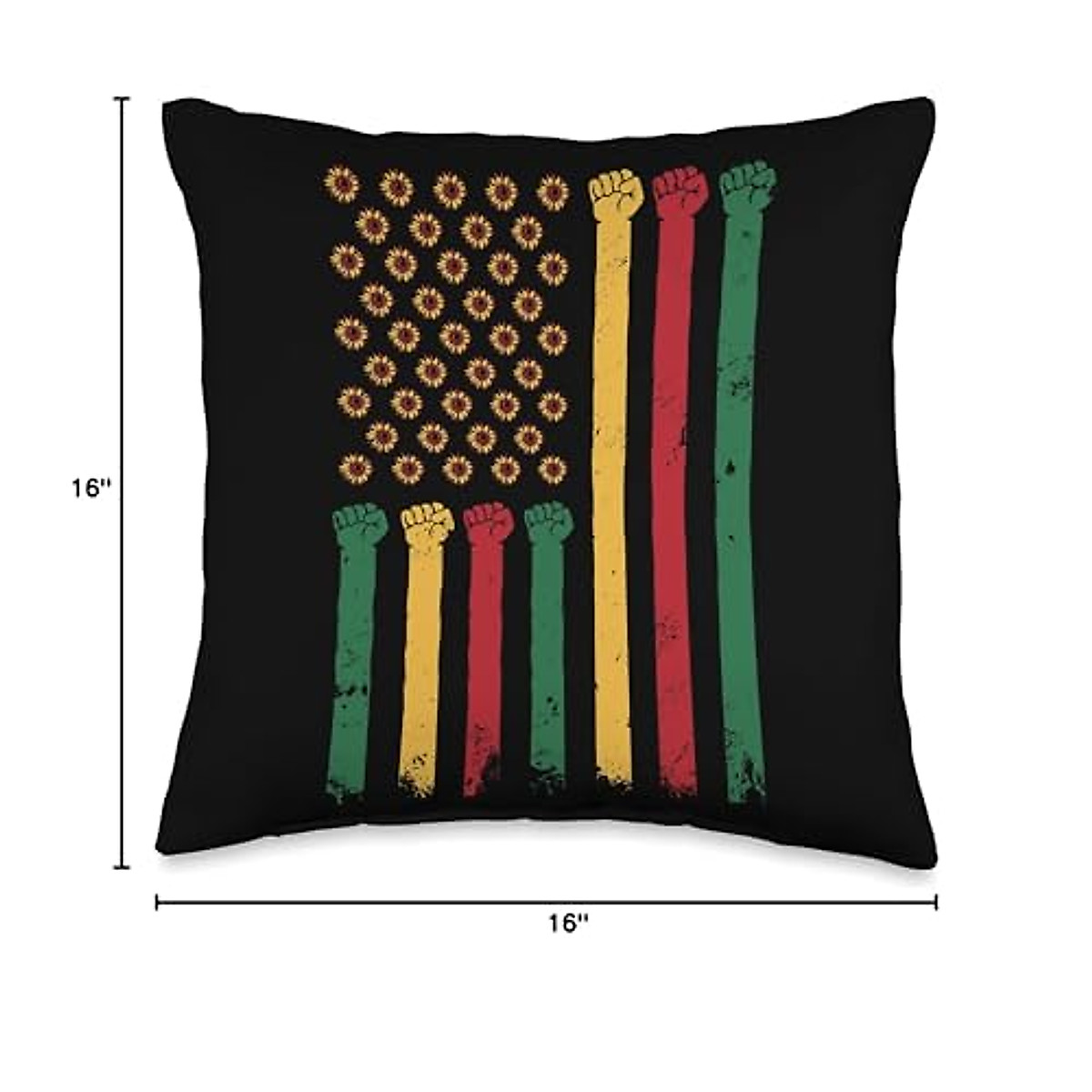June 1865 Fisting Hands and Flowers June 19, 1865 US Flag Fisting Hands and Flowers Throw Pillow, 16x16, Multicolor