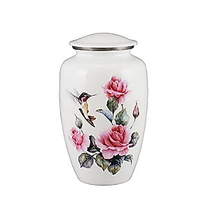 Humming Bird Cremation URNS,URN for Human Ashes, Adult URN for Funeral, Burial, Columbarium or Home, Cremation Urns for Human Ashes Adult 200 Cubic Inches:- with Velvet Bag