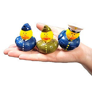 Cool Rubber Ducks (2") Standard Size. (12 Pack) Cute Duck Bath Tub Pool Toys. (Uniform Armed Forces Rubber Ducks)