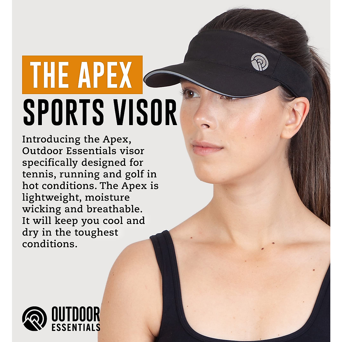 OutdoorEssentials Sun Visor Hat for Women & Men - Womens Visor, Tennis Visor, Golf Visor - Running Visor Black - Black