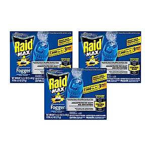 Raid Max Fogger, Insect Killer for Mosquito, Ant, Roach, Spider, Flea, for Indoor Use 6.3 Ounce (Pack of 3)