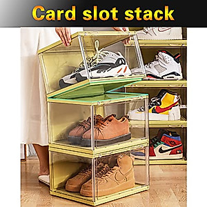 W XUEXIEWU K.T.Z Shoe Boxes，Clear Plastic Shoe Box，Sports Shoe Storage Box， Magnetic Side Open Stackable Shoe Box（Khaki 1PCS）