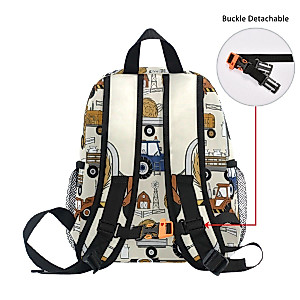 Glaphy Custom Kids Backpack for Boys Girls, Tractors Cars Toddler Backpack Kindergarten Elementary, Personalized Name Preschool Bookbag with Chest Strap