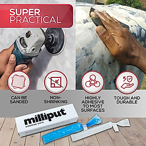 Milliput Plumbers Putty 10 Piece Set, Superfine White - with Sculpting Tools, Sanding Pad and Gloves - Ceramic Tile, Fiberglass Tub, Bath, Sink and Porcelain Repair Kit - 2 Part Epoxy Modeling Clay