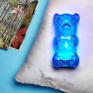 Gummygoods Squeezable Gummy Bear Night Light - Rechargeable, Portable, Squishy Lamp, 60-Min Sleep Timer for Kids & Adults, Baby Nursery, and Dorm Rooms - (Blue)