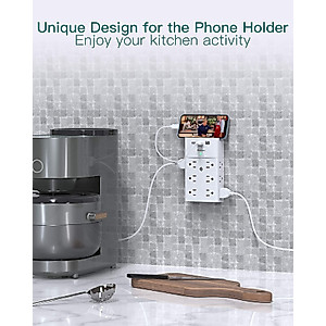 Surge Protector 5 Outlet Extender with 4 USB Charging Ports (1 USB C Outlet) 3 Sided 1800J Power Strip and Addtam Surge Protector Wall Mount with 12 Outlet Extender- 3 Sides and 3 USB Ports (1 USB-C)