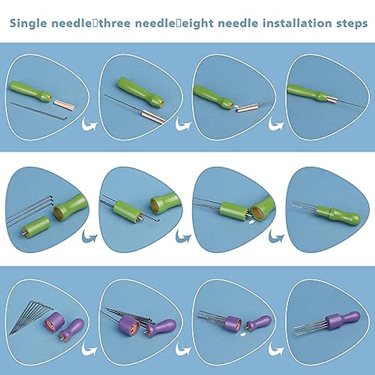 kdafio 74 Needle Felting Tools, Needle Felting Kit with Hand Carders Wooden Wool Carders Needle Felting with Wool Needle Leather Finger Protector for DIY Felting Wool Projects