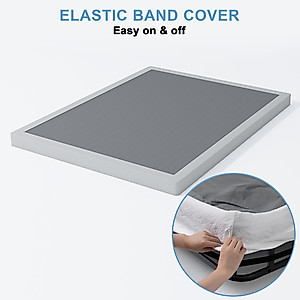 HOBINCHE 4 Inch Box Spring for Queen Bed Base, Low Profile Metal Queen Size Box Spring with Fabric Cover, 3000 Lbs Max Weight Capacity Mattress Foundation, Noise-Free, Easy Assembly