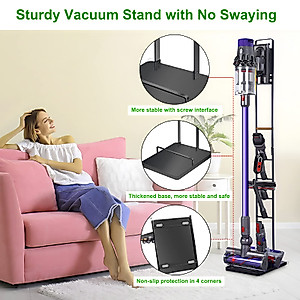 Haturi Vacuum Stand for Dyson V15 V11 V10 V8 V7 V6 - Vacuum Accessories Stable Metal Organizer Stand Holder, Dyson Handheld DC30 DC31 DC34 DC35 DC58 DC59 DC62 Cordless Vacuum Cleaners Storage Rack