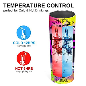 Sarcastic WTF Insulated Skinny Tumblers Cup Coffee Mug with Lid Funny 20oz Reusable Stainless Steel Water Bottle for Hot & Cold Drinks Tea Cup Iced Coffee Travel Mug(Pack of 1)