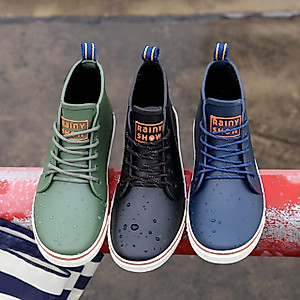 Qiucdzi Rain Boots for Women, Waterproof Rubber Garden Boots Anti-Slip Ankle Rain Boots Lace Up Deck boots for Muck Mud Working Outdoor