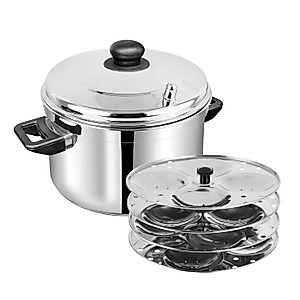 Vinod Professional Idli Stand – 4 Tier Stand – Makes up to 16 Idlis – Easy Cleaning – Stainless Steel Body - Suitable for Indian Cooking – Food Grade Idli Plates for Cooker, Electric Pot, Insta Pot