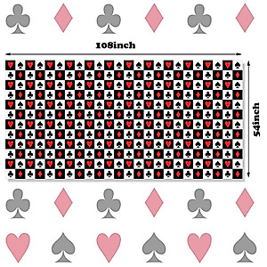 2 Pieces Poker Tablecloth Casino Theme Party Decorations Las Vegas Table Cover Casino Table Runner for Playing Card Birthday Party Favors Supplies, 54 x 108 Inch