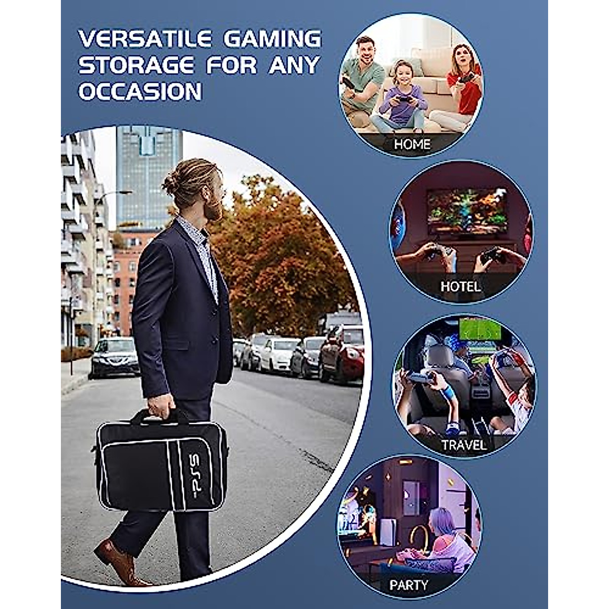 CONGDAREN Carrying Case for PS5 Travel Case for PS5 Protective Case Bag Suitable for PS5 Disc/Digital Edition Console, Controllers, Game Cards, Gaming Headset and Other Accessories