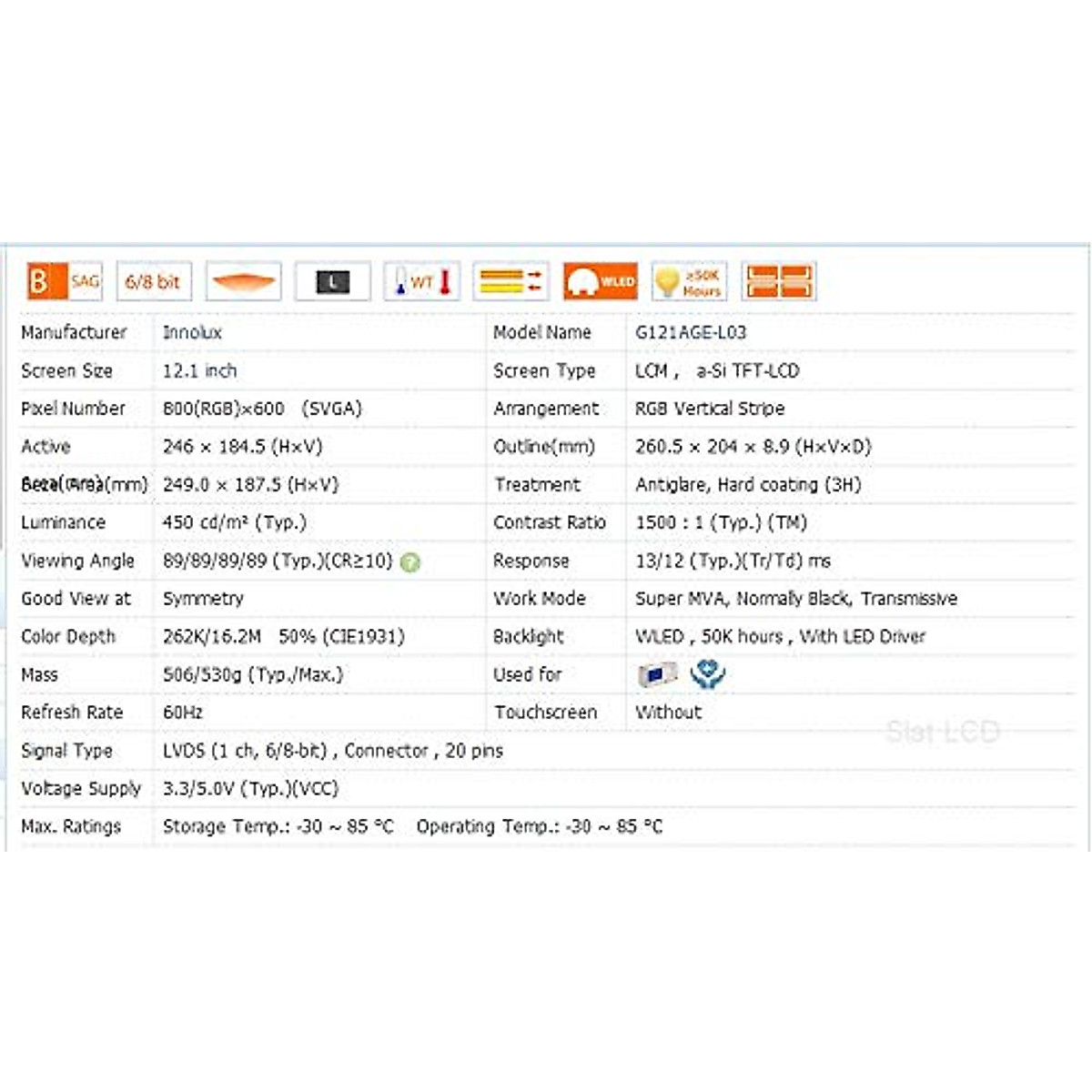 Innolux 12.1 Inch LCD Panel G121AGE-L03 with Full kit of Driver Board