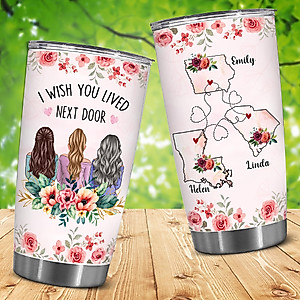 VUNVUT86 Personalized Bestie Gifts - Valentine Gifts For Best Friend, Bestie, Sister, BFF, Her - I Wish You Lived Next Door Tumbler - Birthday, Christmas Friendship Gift For Friends