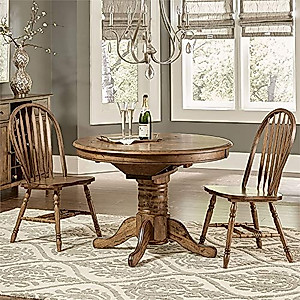 Pemberly Row Contemporary Wood Crossing Pedestal Table in Oak