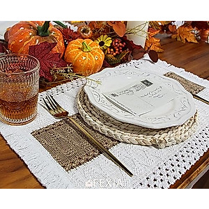 Fexia Boho Placemats Set of 6, Macrame Table Decor and Farmhouse Style Placemats Natural Cotton Burlap, for Dining Table Kitchen