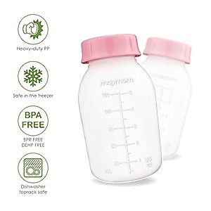 Maymom Breast Pump Bottle Compatible with Medela Pump in Style MaxFlow, Freestyle, Swing Maxi Pump, Maymom Breastshields; Compatible with Ameda MYA Joy, Finesse and Purely Yours Pumps; 8pc/pk