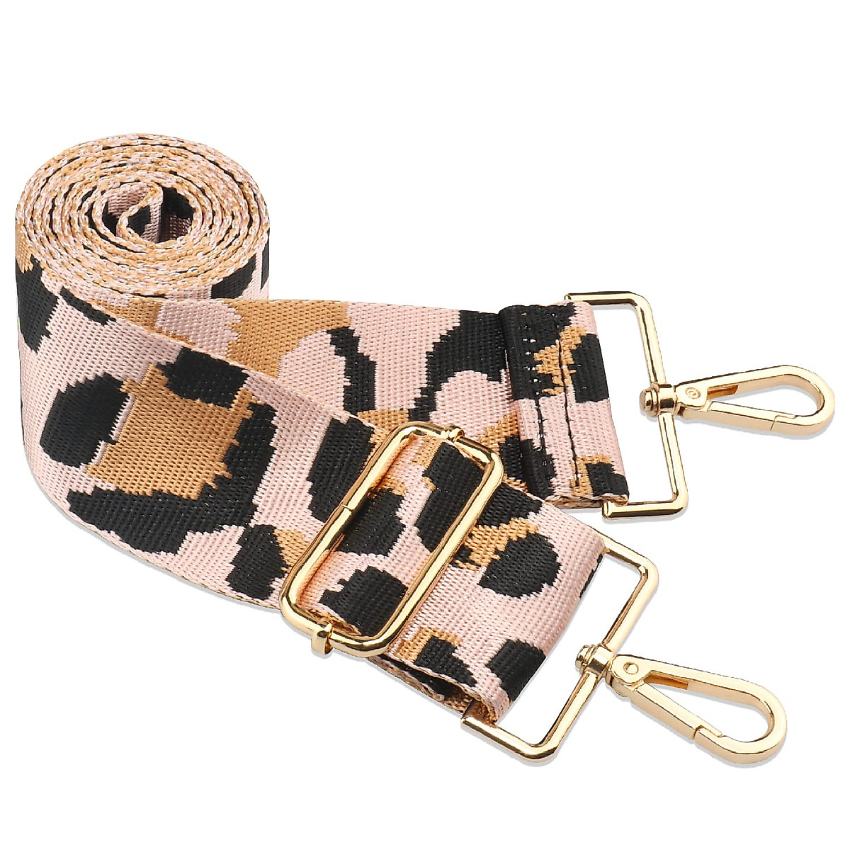 WEDDINGHELPER Pink Adjustable Shoulder Crossbody Handbag Strap (1.97'' Width, Gold Buckle)
