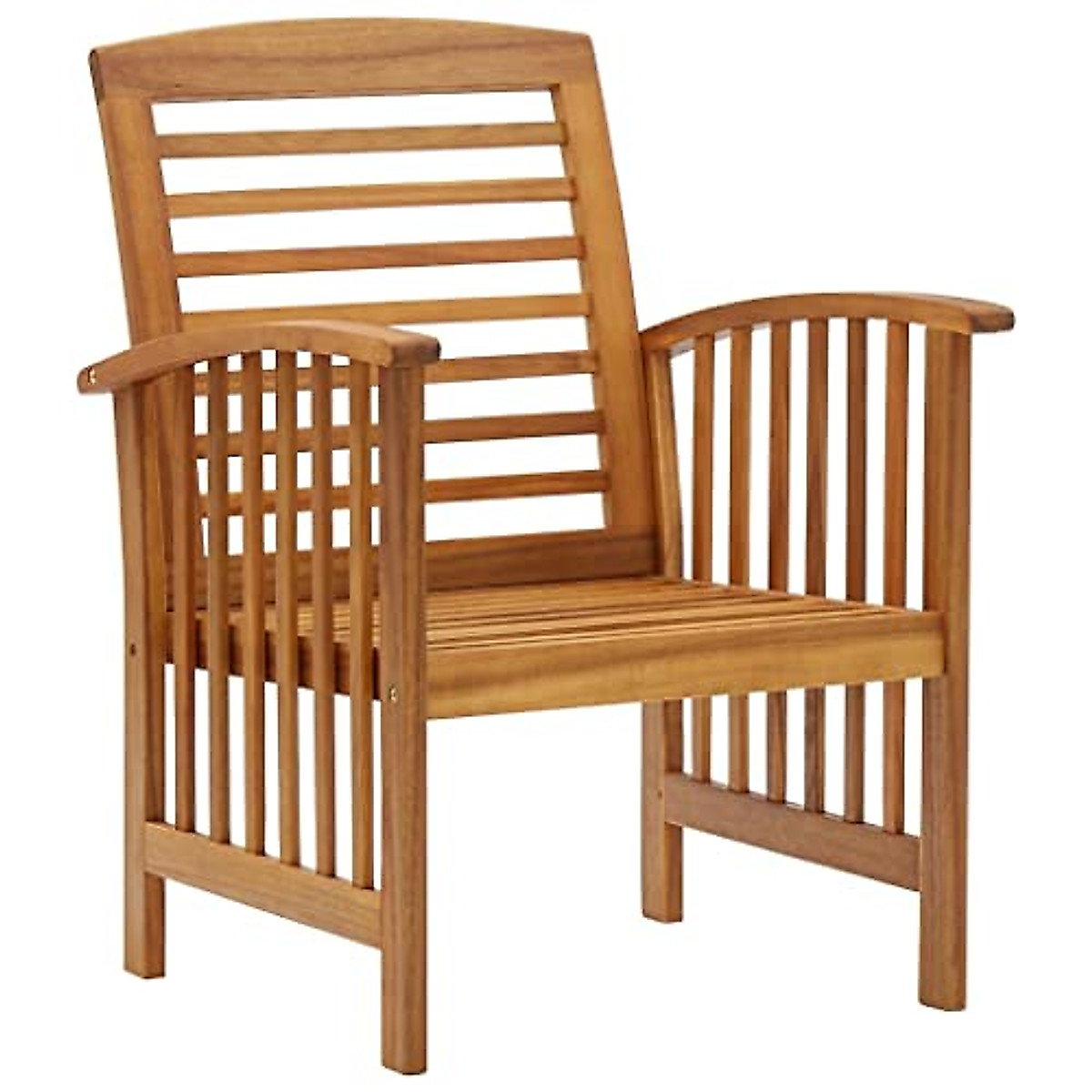 vidaXL Patio Chairs 2 Pcs, Patio Dining Chair with Armrest, Wood Slat Back Outdoor Dining Chair for Deck Garden Lawn, Solid Wood Acacia