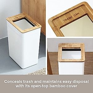 Slim Trash Can (2-Pack) Rectangular Bathroom Trash Can - Scandinavian Style Modern White Trash Can - Open Top Waste Basket - 1.85Gal/7L Large Garbage Can - Kitchen Trash Can - Compact Trash Bin