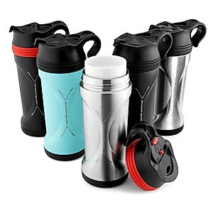 Roamwild Cerami Cup 12oz / 354ml – With Unique Ceramic Fresh Tasting Inner Tumbler - Quadruple Thermal Insulation Technology Stainless Steel Travel Mug, BPA-Free, Dishwasher Safe (Stainless & Red)