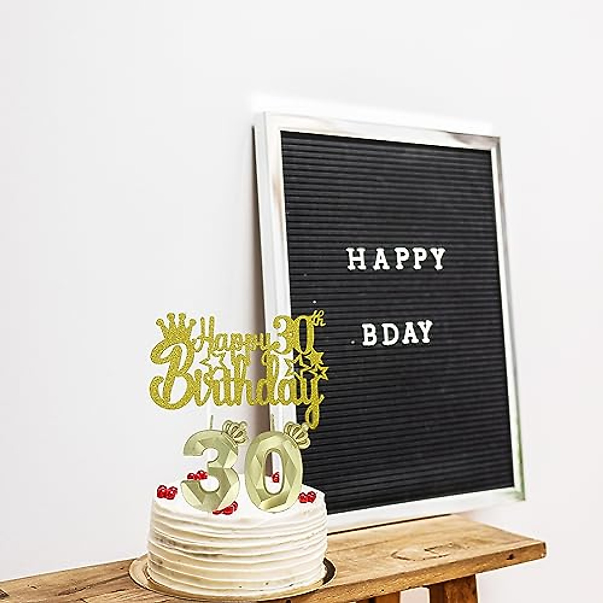 Number 30 Diamond Crown Birthday Candle (Gold)