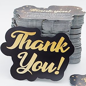200PCS Unique Thank You Cards Small Business, Black Gold Thank You Cards for Small Business, Double-sided Printing Package Insert Notes for Small Business Owners Stores Online Retailers