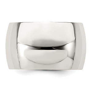 IceCarats 925 Sterling Silver 12mm Half Round Plain Classic Wedding Band Ring Size 12.00