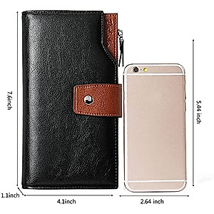 BOSTANTEN Women Leather Handbags Concealed Carry Purses Top Handle Satchel Shoulder Bag Work Tote Black and Womens Leather Wallets RFID Blocking Large Capacity Credit Card Holder Phone Clutch