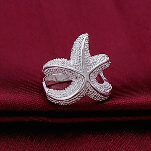 LZD Sterling Silver Plated Fashion Ring Women Starfish B368 (8)