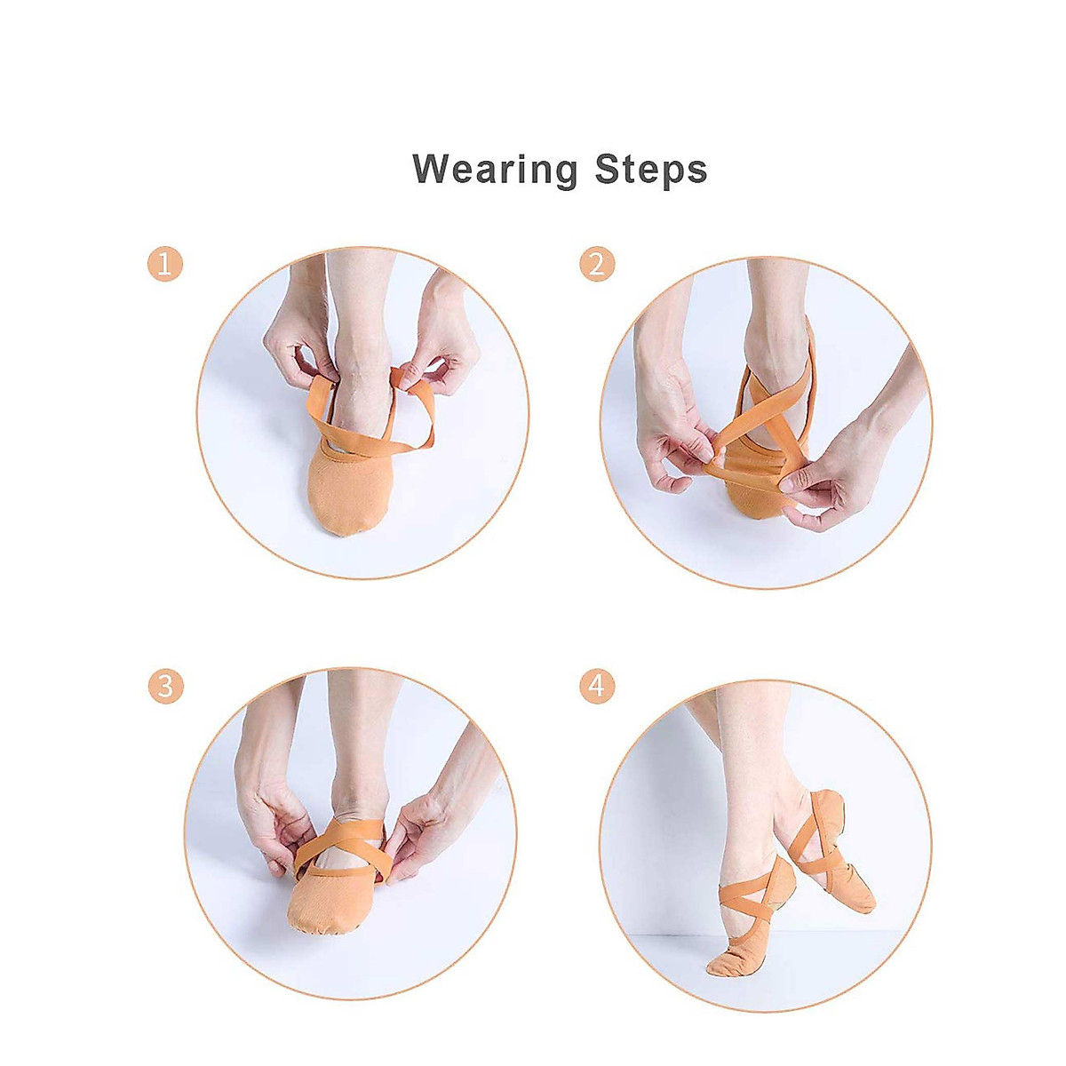 Daydance Brown Women Ballet Shoes Elastic Canvas Split Sole Dance Slippers for Adult