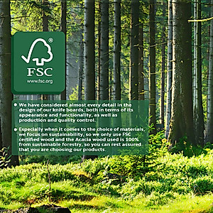 Fimaten universal magnetic knife block without knives-360° rotatable magnetic knife holder made of fine acacia wood, Extra large magnet knife storage for knives and utensils for a quality kitchen life