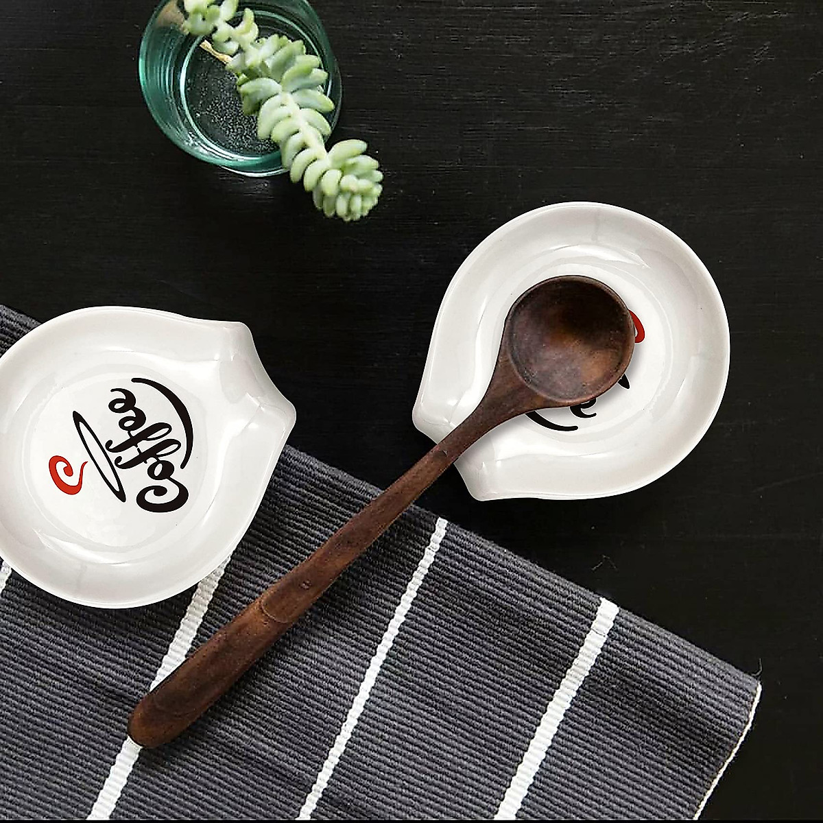 family Kitchen Funny Kitchen White Ceramic Spoon Rests, Perk Up Coffee Tea Spoon Rest Holder for Coffee Bar Station Decor Coffee Lovers Housewarming Gift