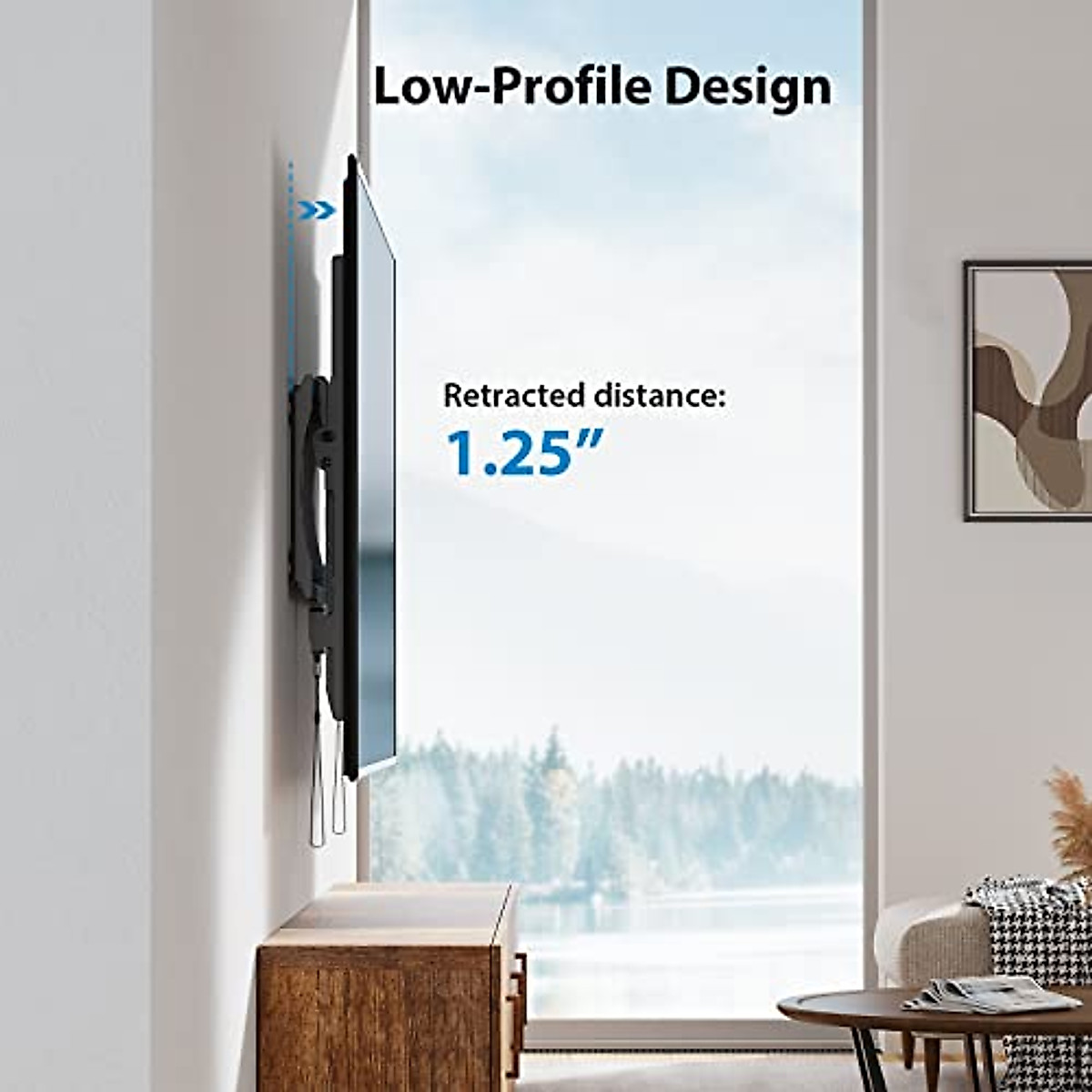 Pipishell Tilt TV Wall Mount for Most 26-75 inch Flat or Curved TVs up to 132 lbs, Wall Mount TV Bracket with Tilt, Low Profile, Max VESA 600x400mm, TV Mount Fits 8-24 inch Wood Studs, PILT5