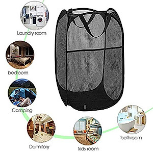DurReus Foldable Large Pop Up Laundry Hamper with Pocket for Dirty Clothes,Sporting Goods,Baby Toys,Dorm Laundry Basket Rectangle Black