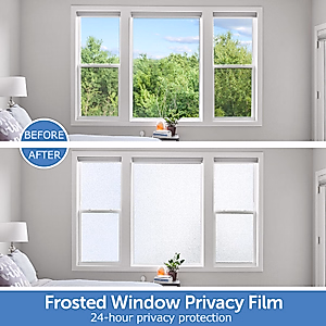 HIDBEA Frosted Window Privacy Film - Non Adhesive Static Cling Glass Stickers Sun UV Blocking Heat Control Door Covering Decals for Home Office, 17.5 x 78.7 Inch