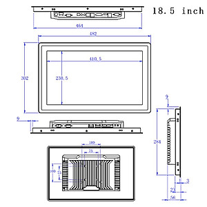 18.5 Inch Industrial Tablet PC capacitive Touch IP65 Panel Win10 (8GB RAM+128GB SSD, Core i3-5010U)