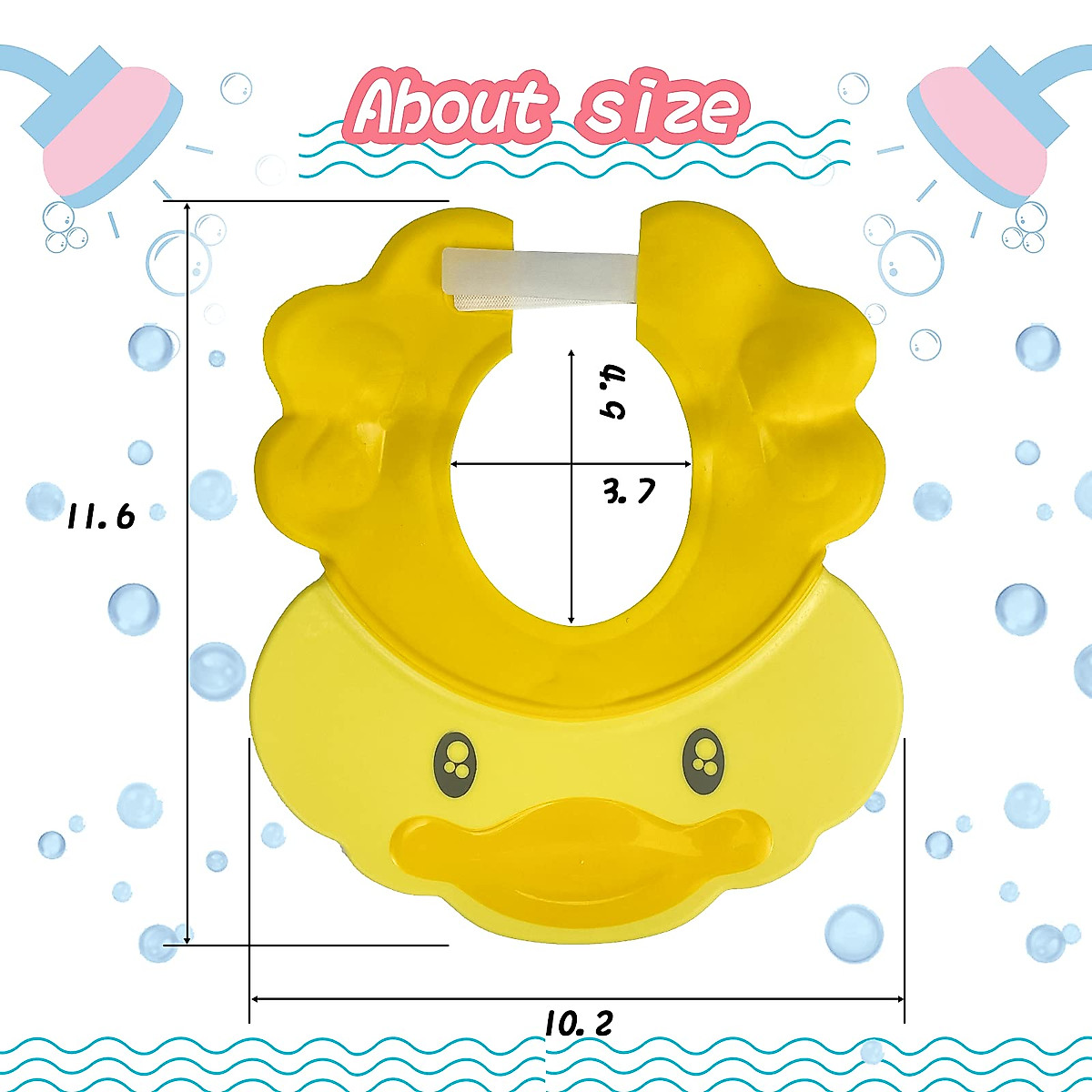 Baby Shower Hat, Adjustable Toddler Hair Washing Visor, Soft Silicone Baby Shampoo Cap for Girls Boys Toddler to Stop Water in Eyes (Duck-Blue)