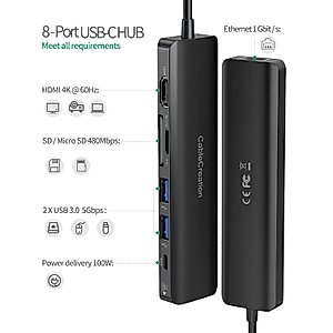 Bundle – 2 Items: CableCreation USB HDMI Adapter with DisplayLink Chip + 7 in 1 USB C Hub